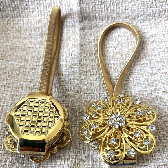 Accents | Curtain Magnetic Tie Backs 2 Pc Gold Tone Acrylic Crystal ...
